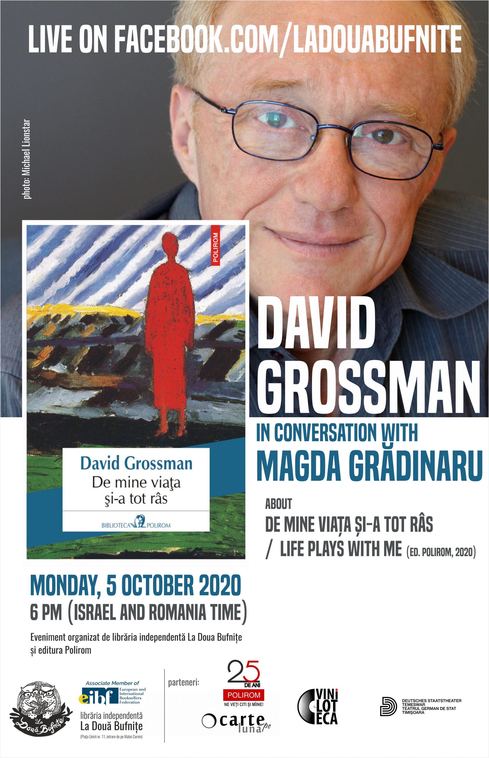 LIVE pe Facebook: David Grossman în dialog cu Magda Grădinaru ...